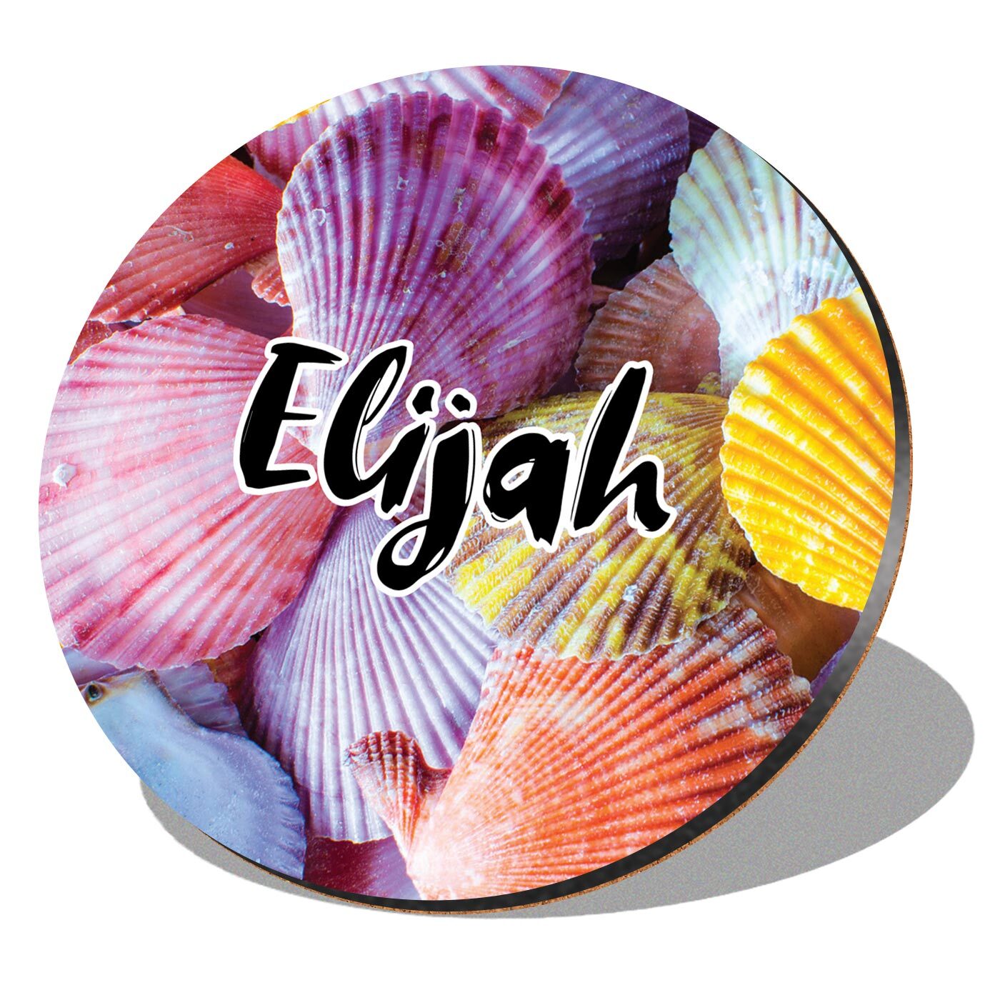 1 x Round Coaster - Name Elijah Sea Shells Lettering #264651 | eBay UK