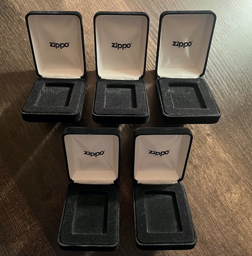 5 Empty Zippo Velour Boxes with Felt Pouch Fits the Regular Size Zippo ...