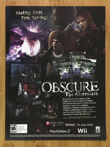2008 Obscure: The Aftermath PS2 Wii PSP Print Ad/Poster Official Horror ...