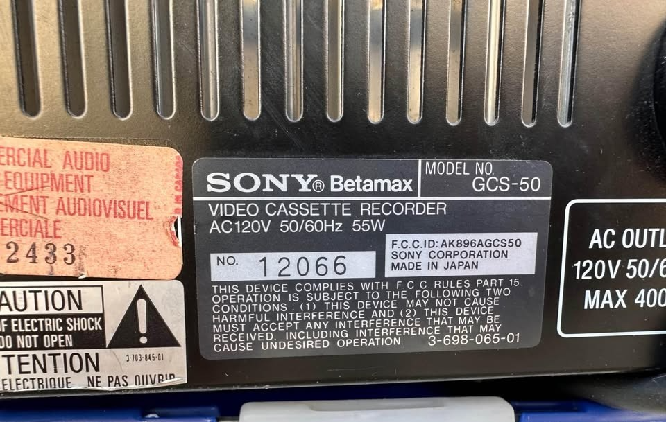 Vintage Rare Sony GCS-50 Super Beta hi-fi Betamax Stereo Recorder VCR w ...