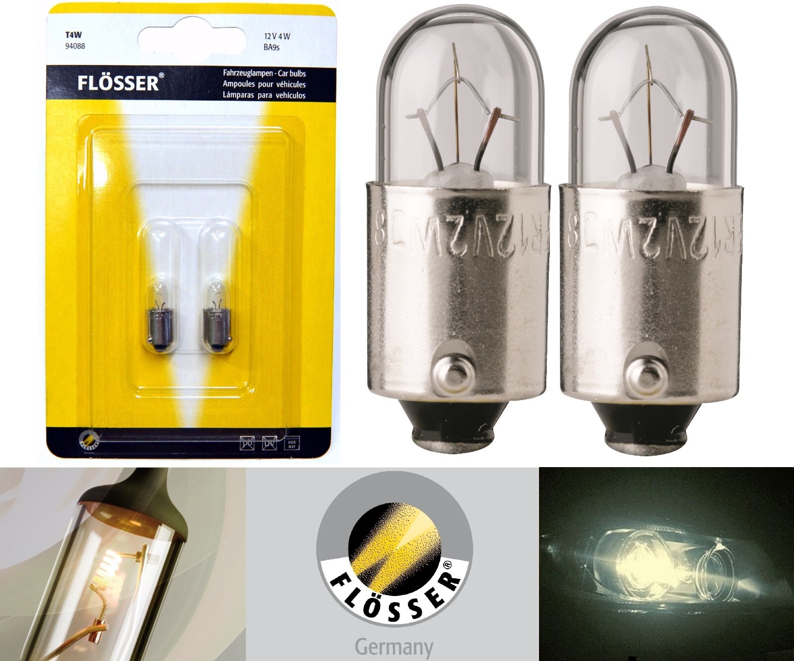 Flosser T4W 4W Stock 94088 Two Bulbs Front Side Marker Park Light ...