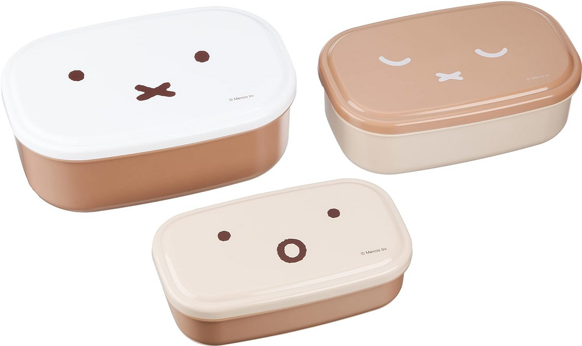 (Set of 3) JAPAN Miffy Rabbit Khaki Beige Wht Mascot Box Lunch ...