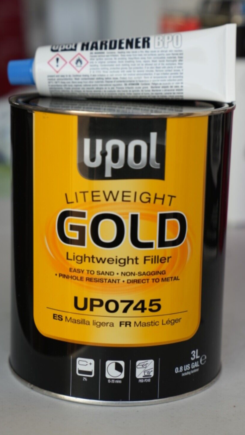 UPOL UP0745 FLYWEIGHT GOLD Lightweight Body Filler- 1 Gallon- 3 Liter ...