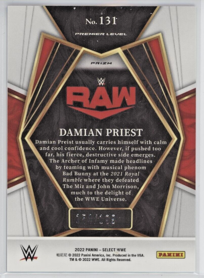 Damian Priest 2022 Panini Select WWE Premier Level Blue Prizm 154/199 ...