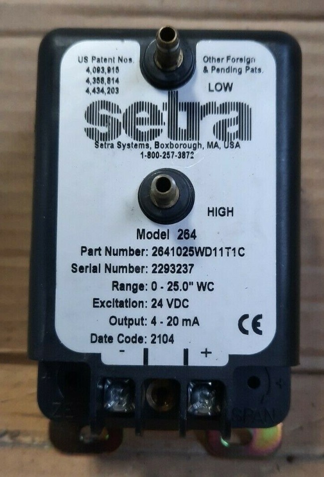 SETRA #2641010WD11T1C PRESSURE TRANSDUCER (MODEL 264) L109 | eBay