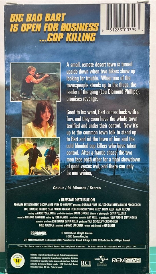 Lone Hero ( VHS 2002 ) Gunmade Films | Lou Diamond Phillips Sean ...