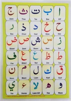 ALIF BA Laminated Arabic Alphabet Qaidah Card for Children (A5 - Single ...