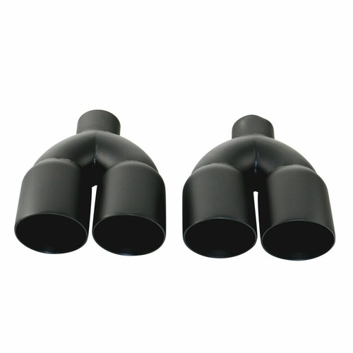 2x 2'' ID 3'' OD Universal Matte Black Dual Exhaust End Tips Stainless ...