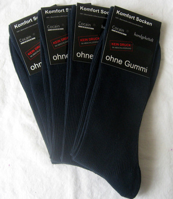 4 Pair Women's Socks Without Rubber 100% Cotton 1/1 Ribbed Blue Marc ...