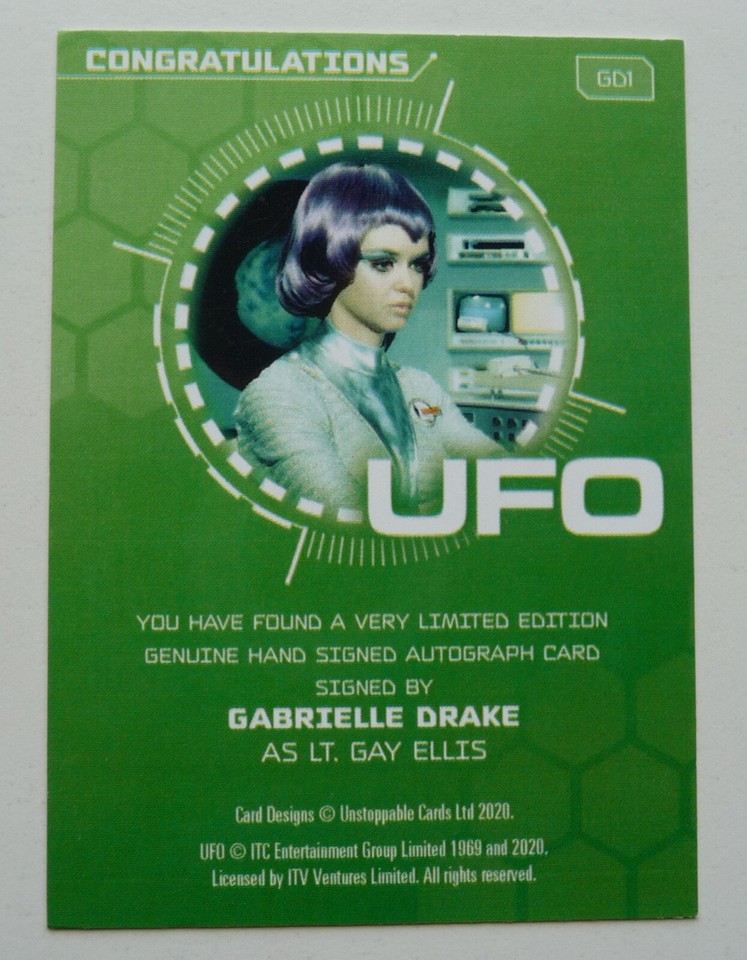 UFO series 3 - GOLD FOIL AUTO CARD GD1, GABRIELLE DRAKE - UNSTOPPABLE ...