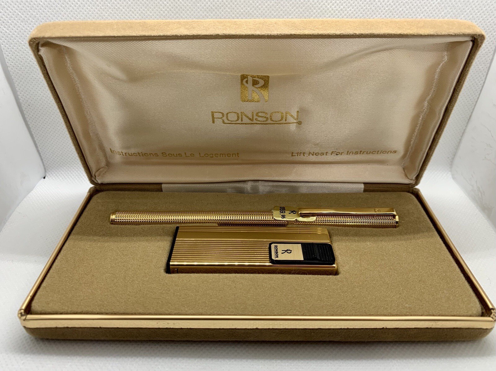 Ronson The Pen Collection Gold Pen And Lighter In Case And Working ...
