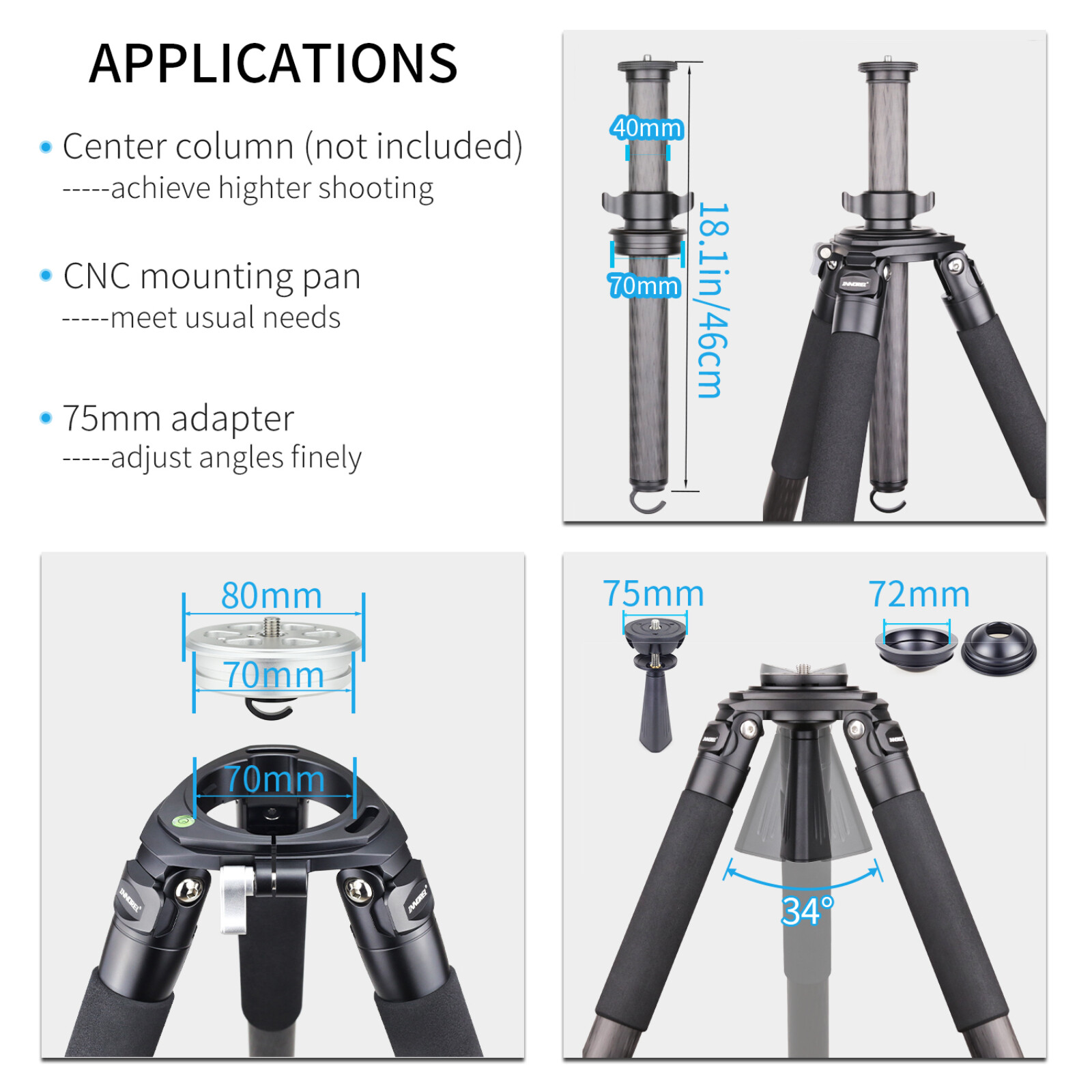 Carbon Fiber Tripod-LT364C Professional Heavy Duty Tripods Stable ...