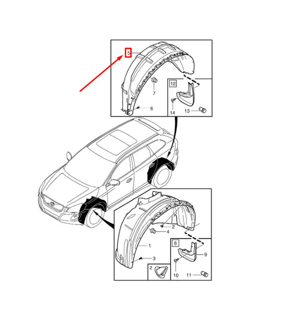 Volvo OEM 10-13 Xc60 Quarter Panel-wheelhouse Liner Right 31283479 for ...