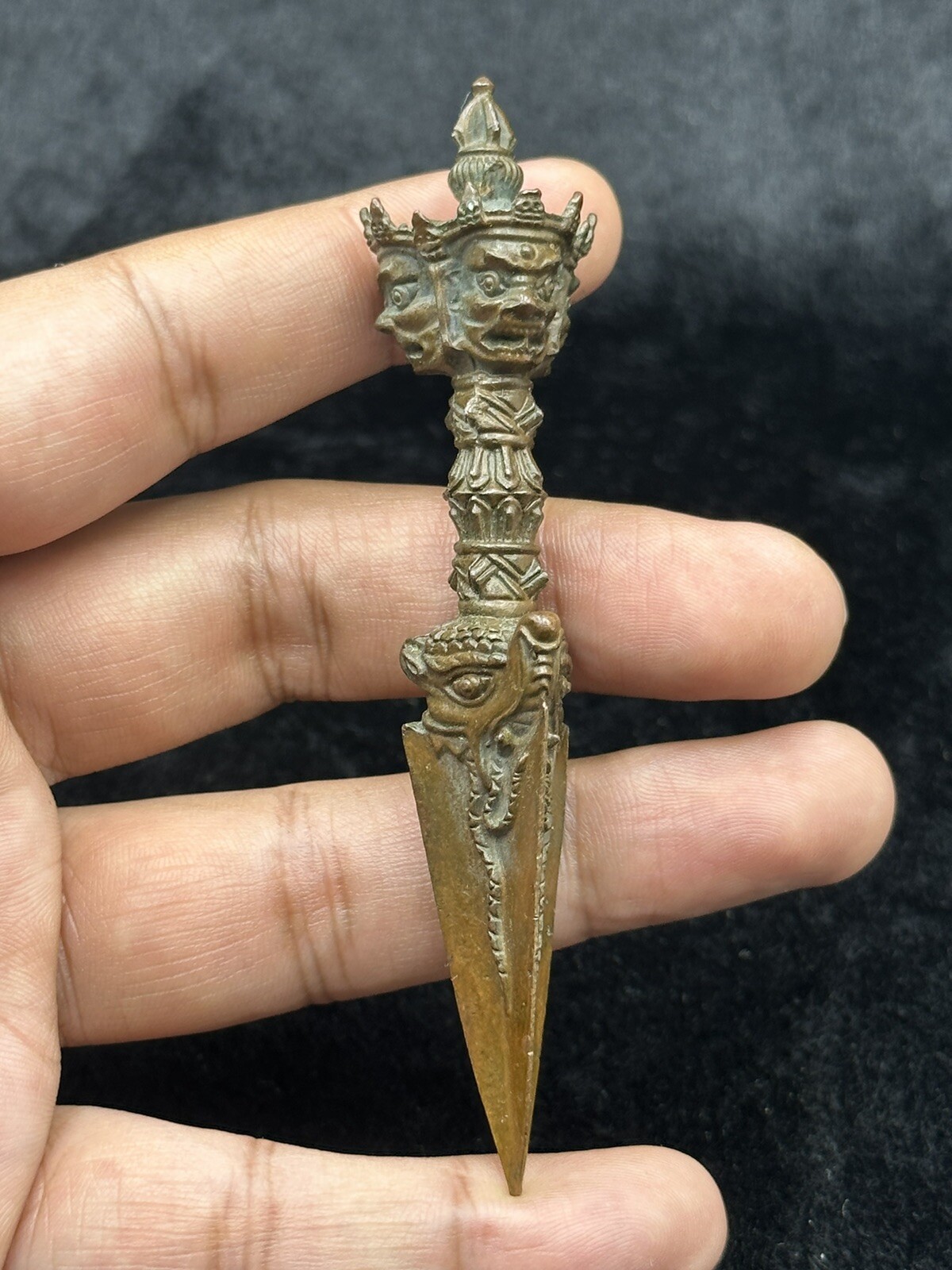 Vintage Beautiful Nepal Tibet Buddhist Brass Three-Faced Hayagriva Phurba Dagger | eBay