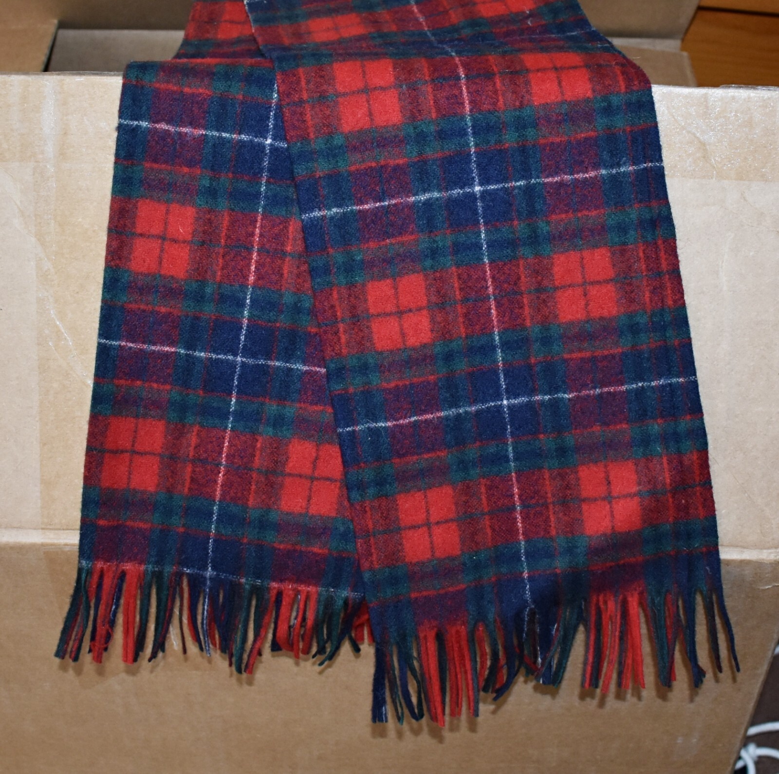 vintage Pendleton 100% virgin wool scarf Red tartan plaid Made in USA ...