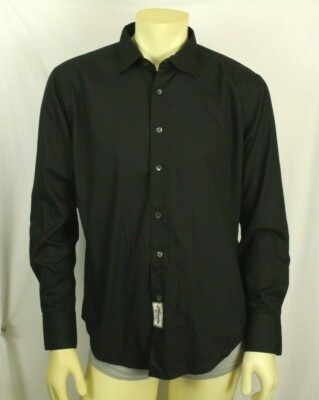 Claudio Milano Men's Black Dress Shirt Size L | eBay