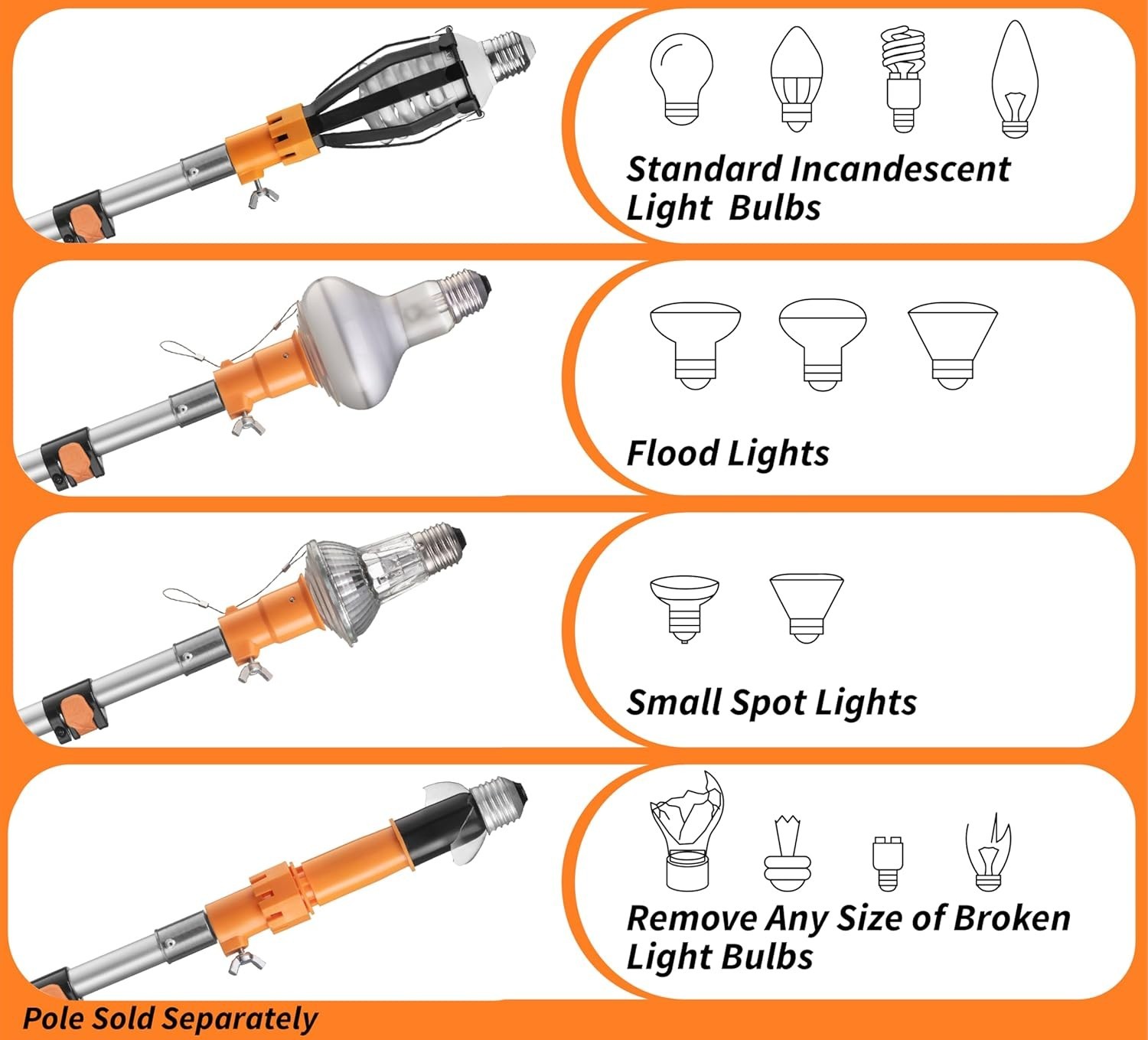 Light Bulb Changer Attachment Kit // Light Bulb Grabber Fits All ...
