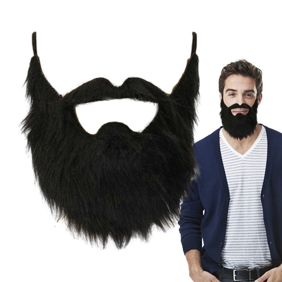 Funny Back Fake Beard Christmas Cosplay Props Novelty Black Hair Fake ...