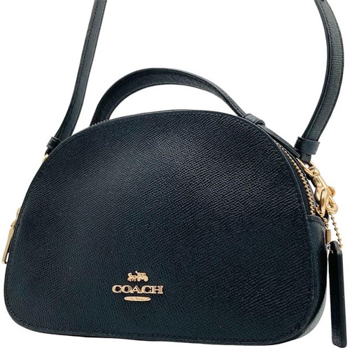Beautiful Coach shoulder bag leather black 2-way half-moon shape 387 | eBay