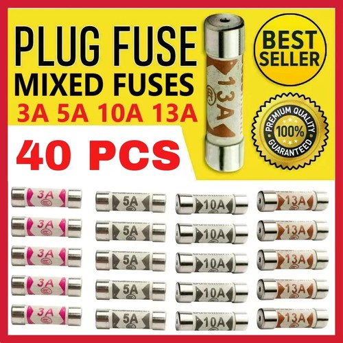 40x Mixed Fuses Ceramic Domestic Electric Fuses Plug Household ...
