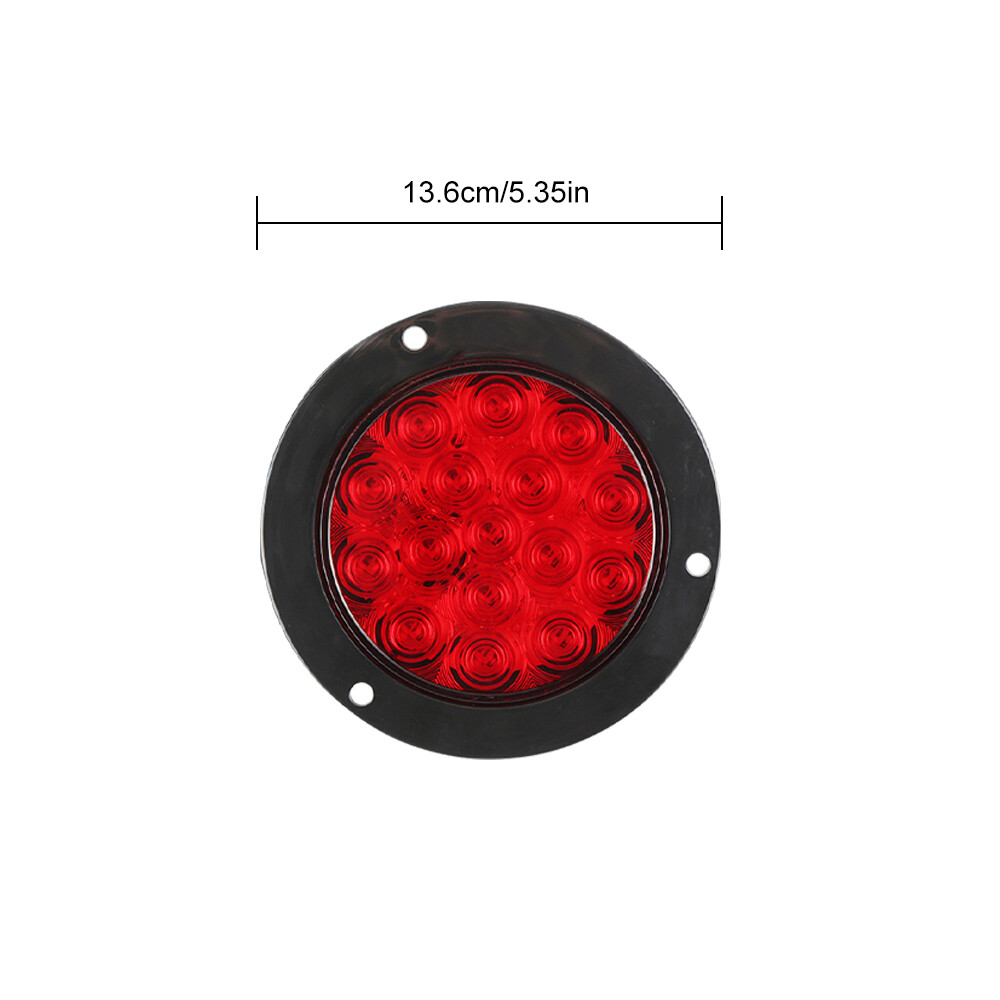 2x Red 16 LED 4"Inch Round Truck Trailer Tail Stop Turn Brake Light ...