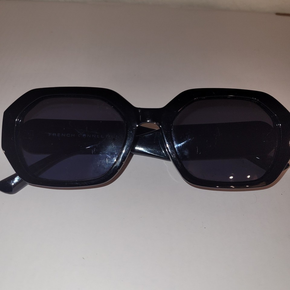French Connection 100 Shiny Black Cat Eye Sunglasses Black Lens | eBay