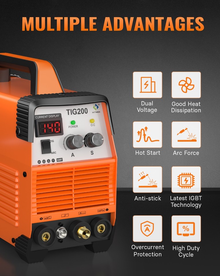 160A 2IN1 HF TIG/MMA Welding Machine Non-touch 220V TIG Welder Post Gas ...