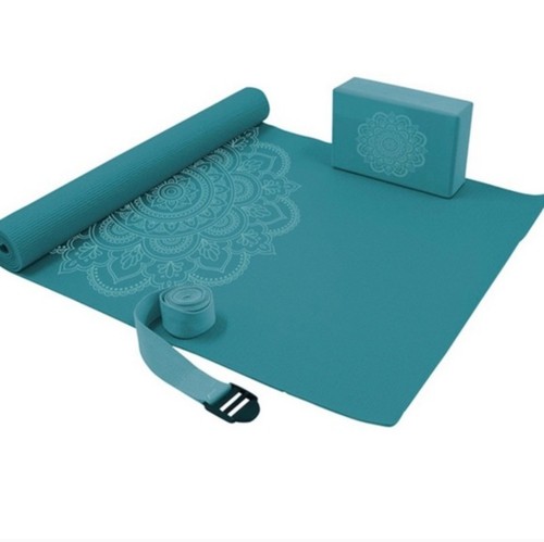 Yoga Set My Tagalongs 3 Piece Set Teal Mat / Block / Stretching Strap ...