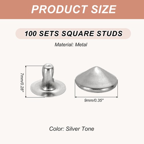 9mm Spike Rivets, 100 Sets Round Studs Rivet Rapid Punk Spikes, Silver ...