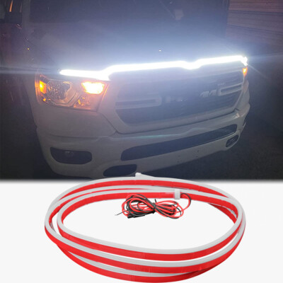 71" Car Hood Light LED Strip Lights White DRL Flexible For Dodge Ram ...