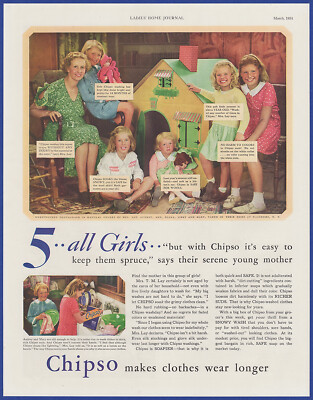 Vintage 1934 CHIPSO Suds Flakes Laundry Detergent Soap Ephemera 30's ...