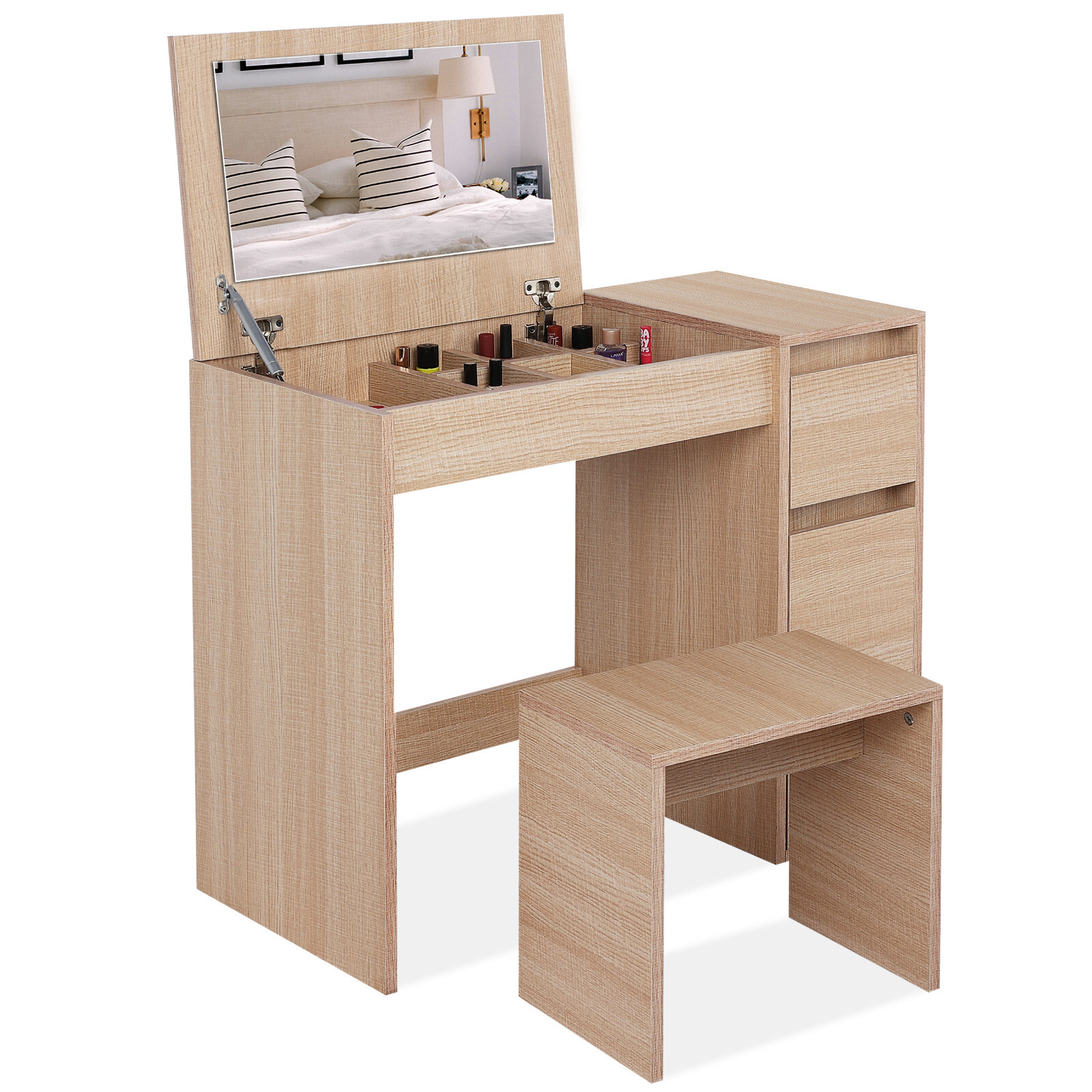 Dressing Table with drawers Mirror Stool Set Bedroom Makeup Desk Vanity ...