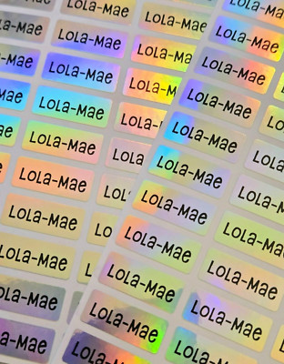 44 Personalized Labels l Silver Holographic Name Labels l Waterproof ...