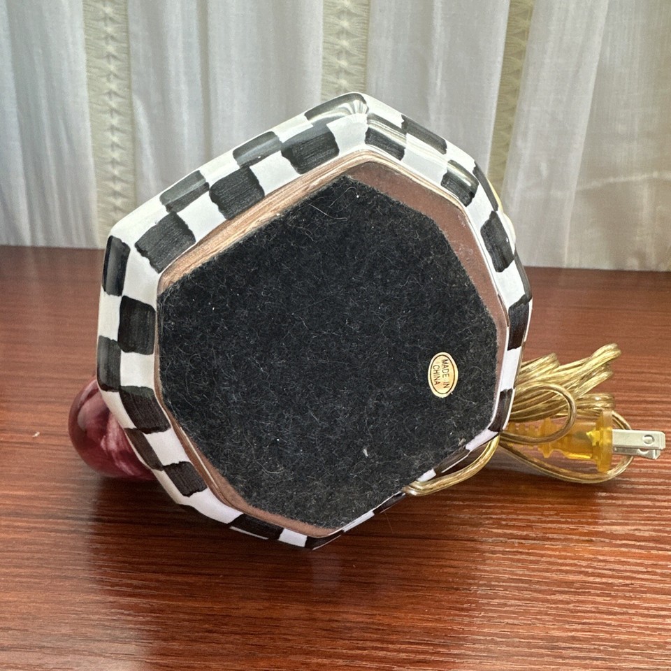 Vintage Louis and Milson Hand Painted Checkerboard Teapot Ceramic Lamp ...