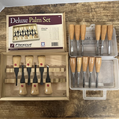 Lot Of 17 Wood Carving Tools - Chisels - Partial Flexcut Set + 11 ...