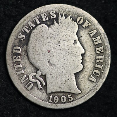 1905-O MICRO O Barber Silver Dime CHOICE GOOD+ FREE SHIPPING E247 UER ...