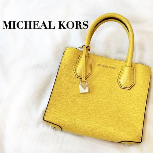 Michael Kors Mercer Handbag Yellow Leather Brand Limited Edition ...