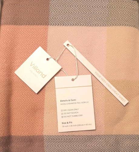 Villand Collection Luxury Scarf Pink Gray Chevron Cashmere feel Wool 78 ...