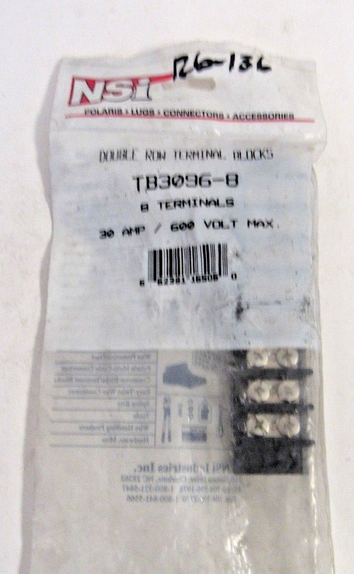 NSI TB3096-8 DOUBLE ROW TERMINAL BLOCKS (8) 30 AMP 600 VOLT NOS | eBay