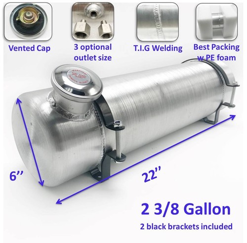 2 3/8 Gallon 6'' x 22" 1/4NPT Outlet End Fill Spun Aluminum Gas Tank ...