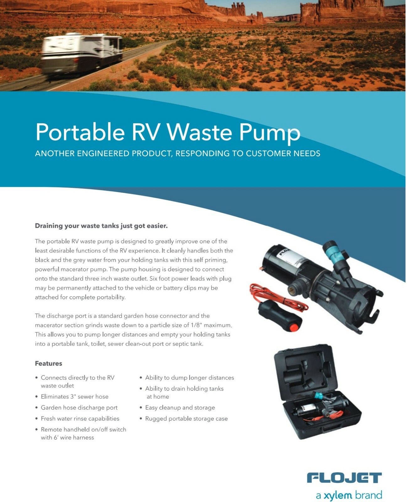 Flojet 18555000A Portable RV Waste Water Pump 12V DC 18555000 W ...