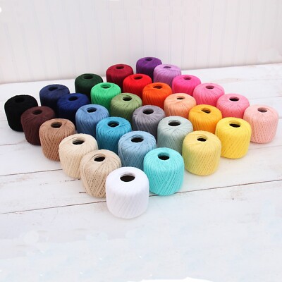 COTTON CROCHET THREAD - 30 COLORS AVAILABLE - SIZE 10 - 50G BALL ...