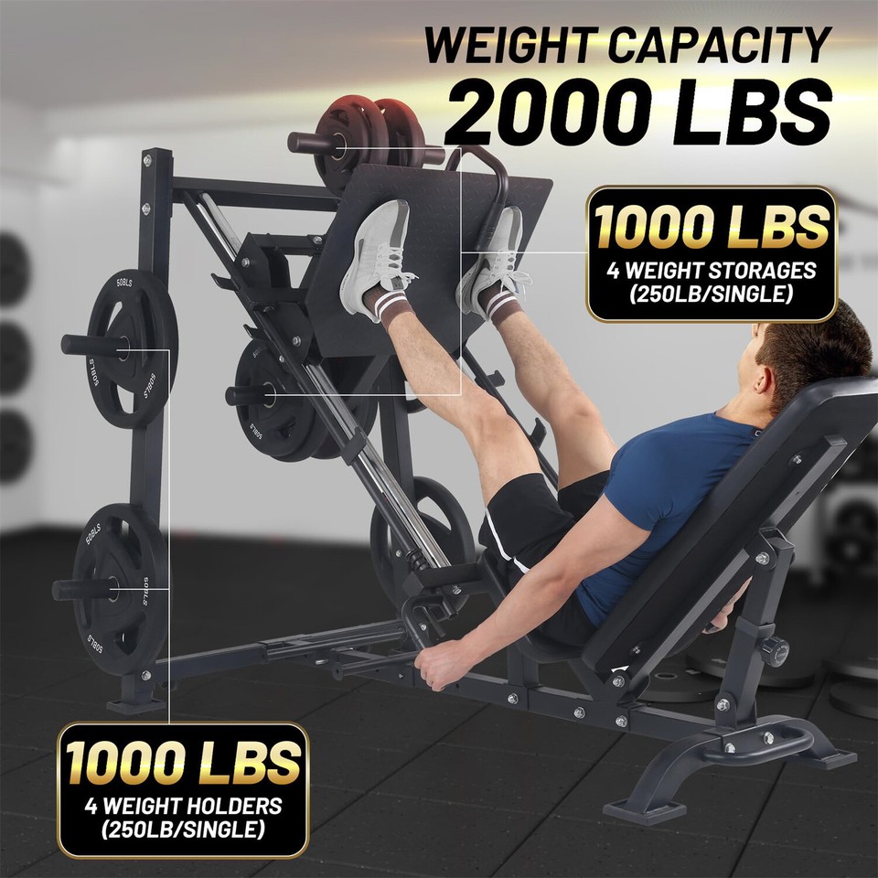 2000LB Leg Press Machine for Home Gym Heavy Duty Workout Equipment ...