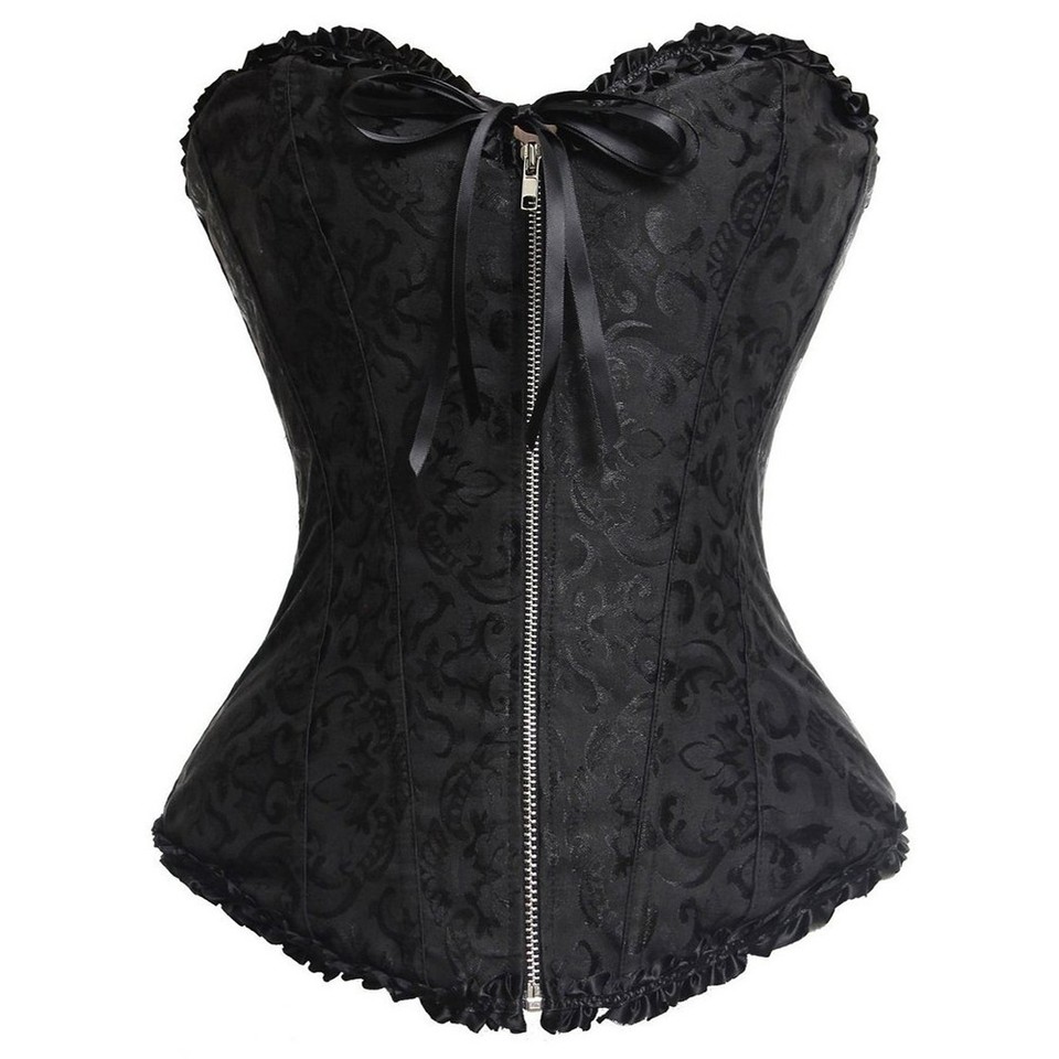 Black Overbust Steampunk Corset Tops Bustier Gothic Lingerie Basque ...
