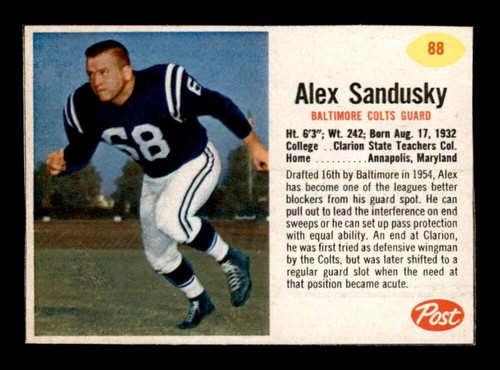 1962 Post #88 Alex Sandusky EXMT/EXMT+ X3020080 | eBay