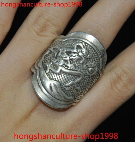 33CM Rare Old Chinese Miao Silver animal dragon loong dynasty jewelry ...