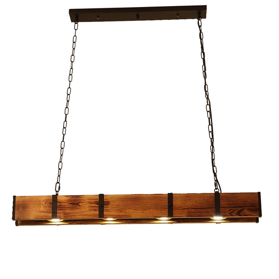 Rustic Wood 4 Lights Chandelier Farm House Ceiling Lamp Pendant Light ...