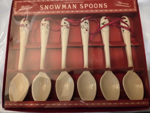Set of 6 Williams Sonoma Ceramic Snowman Hot Chocolate Spoons or ...
