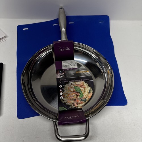 David Burke 12” Stainless Steel Fry Pan Skillet w/ Pour Spouts Cookware ...
