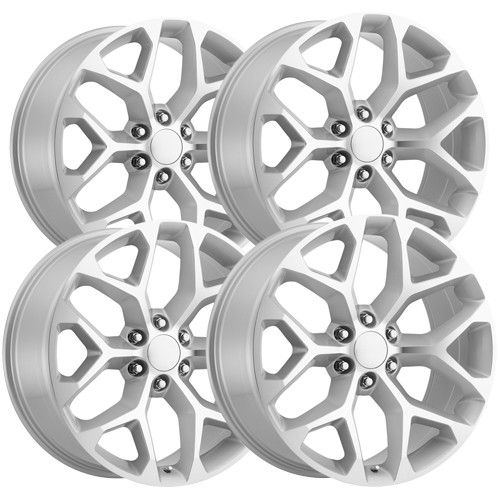 (Set of 4) Replica 1 RP09 Snowflake 20x9 6x5.5" +24mm Silver Wheels ...